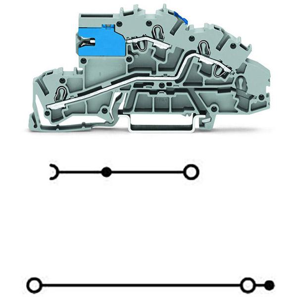 Multilevel installation feed-through/thru + neutral-through terminal block with 2-decks/levels (double-deck) + slide-lin...