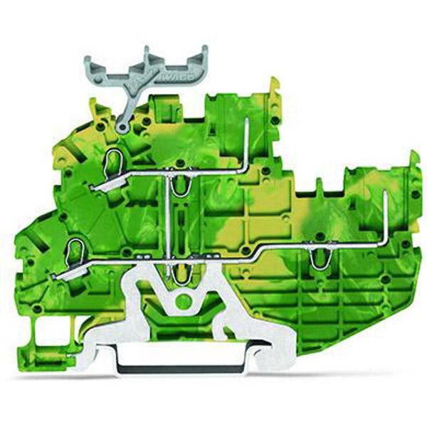 Carrier ground/earthing terminal block with 2-decks/levels (double-deck) + internal commoning - with PE" marking - Wago ...