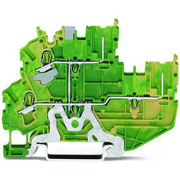 Carrier ground/earthing terminal block with 2-decks/levels (double-deck) + internal commoning - with PE" marking - Wago ...