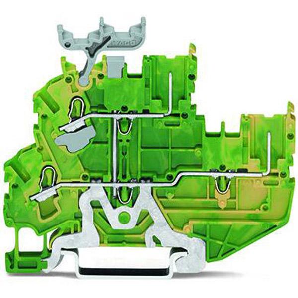 Carrier ground/earthing terminal block with marker carrier + 2-decks/levels (double-deck) + internal commoning - with PE...
