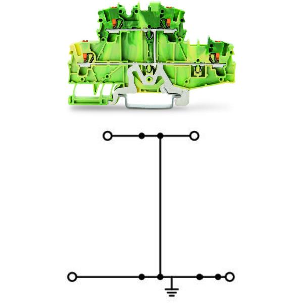 Ground/earthing terminal block with 2-decks/levels (double-deck) + btn. + internal commoning - Suitable for Ex e II appl...