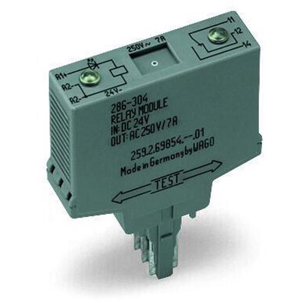 Replacement plug-in relay with red LED indicator - Wago (286 series) - single-pole / 1-pole (1P) - control voltage 21.6-...