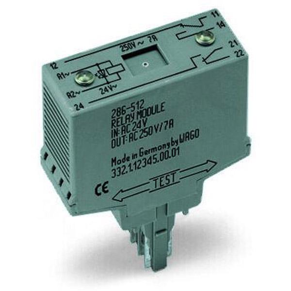 Replacement plug-in relay with red LED indicator - Wago (286 series) - 2-poles (2P) - control voltage 207-253Vac (230Vac...