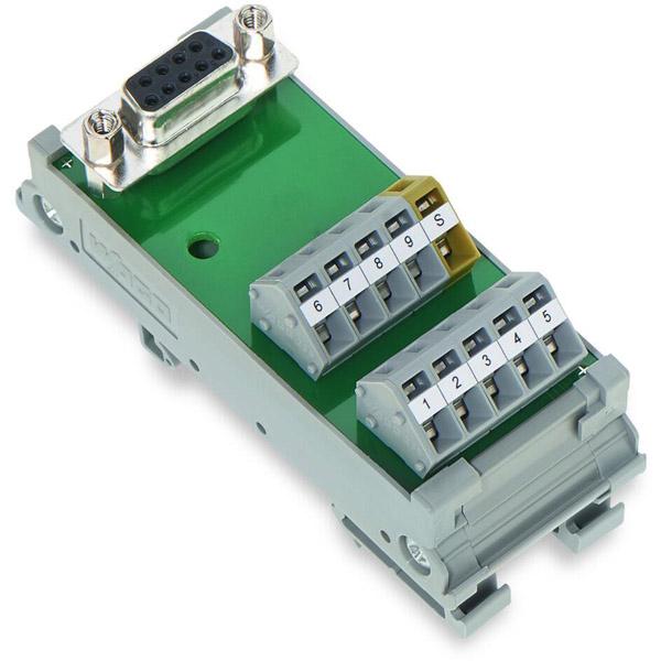 Interface module with shielded connection - in mounting carrier - Wago (289 series) - 15-poles (15P) - with 15-pin D-sub...