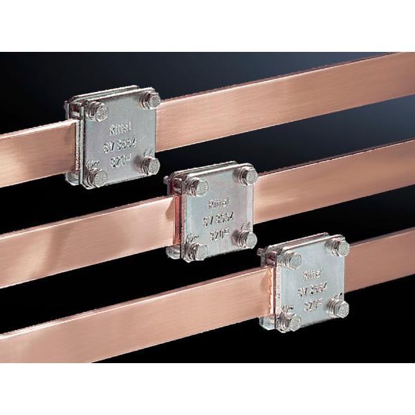 Plate clamp - 12x5mm / 30x10mm laminated Copper busb. - Rittal (RiLine) - #3554000 - H10mm x W34mm clamping area - passi...