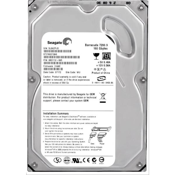 ※他店舗でも販売を行っておりますため、ご購入前に在庫確認をお願いいたします。【うえたPC 店舗直通】電話：050-7116-6012Email：yaue0024@gmail.comシーゲイト バラクーダ 7200.9 ST3160212AS...