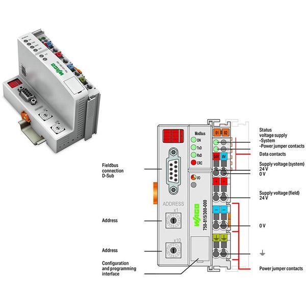 Programmable Logic Controller (PLC) CPU unit - Wago (750 series) - Controller MODBUS; RS-485; 115.2 kBd - 16-bit process...