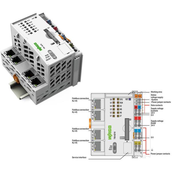 Programmable Logic Controller (PLC) CPU unit with extended temperature range - Wago (750 PFC200 series) - PFC200; G2; 4E...