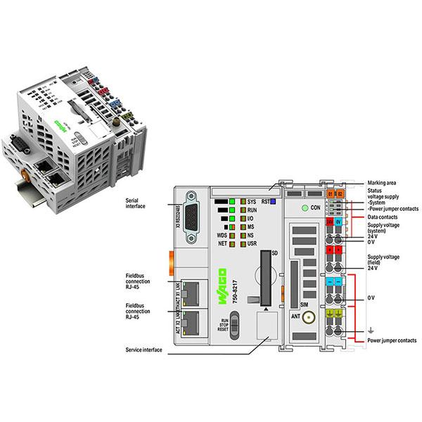 Programmable Logic Controller (PLC) CPU unit with mobile radio module - Wago (750 PFC200 series) - PFC200; 2ETH RS 4G - ...