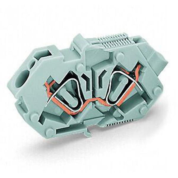 Feed-through/thru center terminal block with 1-deck/level + ground contact - pin spacing 7mm - Wago (826 series) - Gray ...