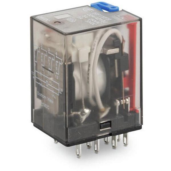 Replacement plug-in relay with red LED indicator - Wago (858 series) - 4-poles (4P) - control voltage 24Vdc - 4C/O / 4PD...