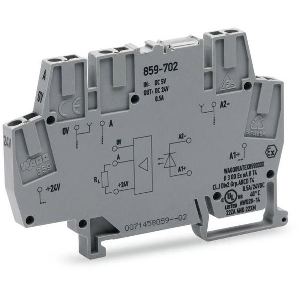 Fixed-type solid-state / static relay (SSR) with red LED - 3-wire connection - low-side switching - Wago (859 series) - ...