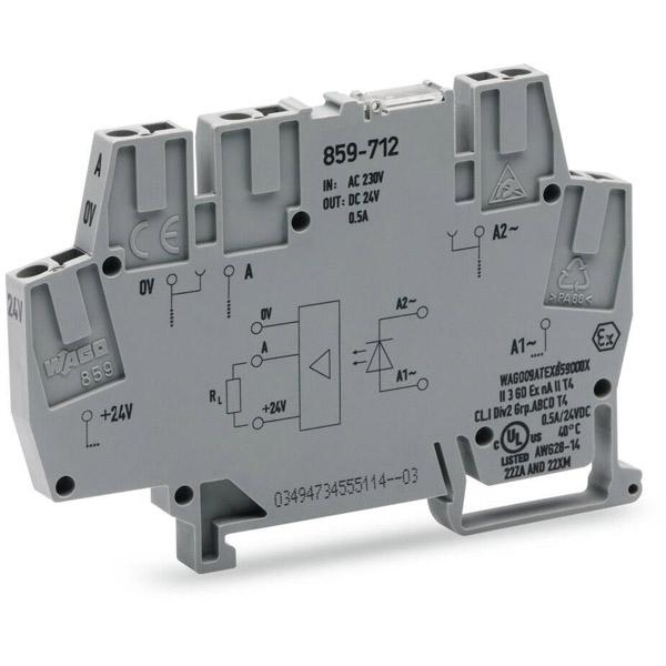 Fixed-type solid-state / static relay (SSR) with red LED - 3-wire connection - low-side switching - Wago (859 series) - ...