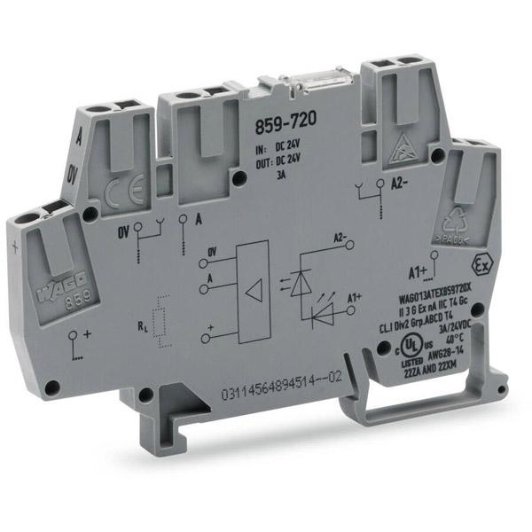 Fixed-type solid-state / static relay (SSR) with red LED - 3-wire connection - low-side switching - Wago (859 series) - ...