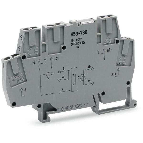 Fixed-type solid-state / static relay (SSR) with red LED - 2-wire connection - Wago (859 series) - single-pole / single-...