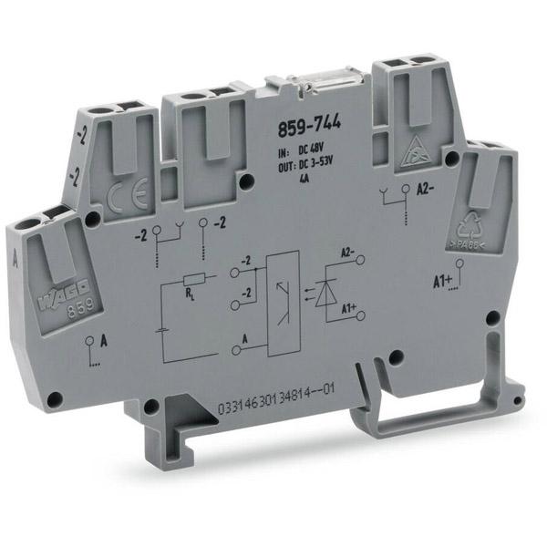 Fixed-type solid-state / static relay (SSR) with red LED - 2-wire connection - Wago (859 series) - single-pole / single-...