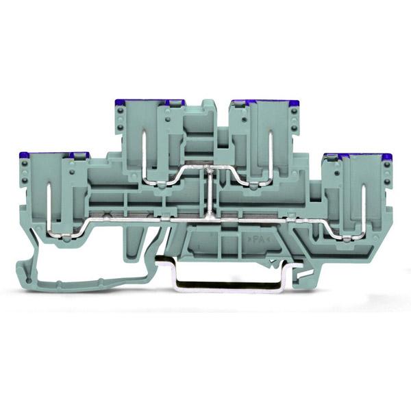 Carrier feed-through/thru terminal block with 2-decks/levels (double-deck) + internal commoning - with L" marking - Wago...
