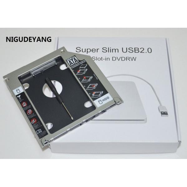 Nigudeyangセカンドhdd ssdユニボディopitcalキャディー用のmacbook pro + usbエンクロージャケース用スロットインsata光学ドライブsuperdrive奇数M+S