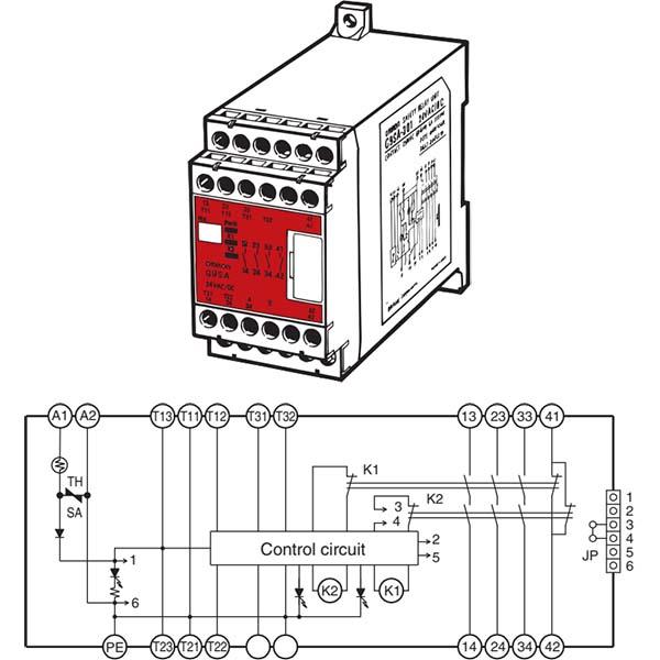 Safety relay for 2-hand control unit with 2 input channels + PNP common input - PL.e / Cat4 - OMRON / STi (G9SA series) ...