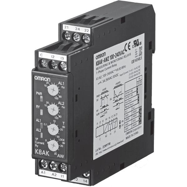 Monitoring overcurrent/undercurrent protection relay - OMRON (K8AK-AW series) - screw connections - 1 x analog input (0-...