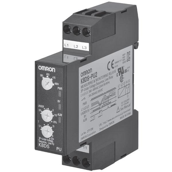Motor undervoltage and phase-sequence / phase-loss protecion relay - OMRON (K8DS-PU series) - screw connections - automa...