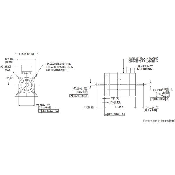 Stepper motor with flat shaft + 2 stck. + 30mm oversized bearing - double side shaft - Class B insulation - winding type...