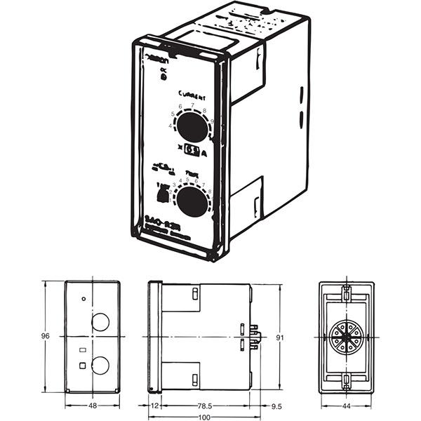 Electronic motor overcurrent relay with overcurrent detection (inverse type) - 1/8 DIN vertical (48x96mm) - OMRON (SAO s...