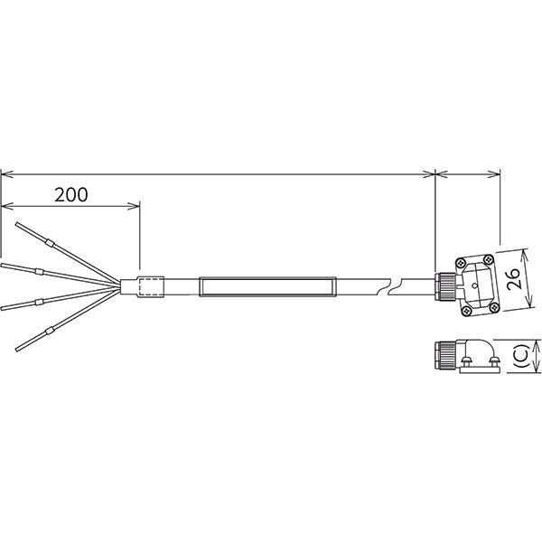 Power cable / cordset for servo mtr. direct connection - high bending endurance (long bending life) - load-side lead; le...