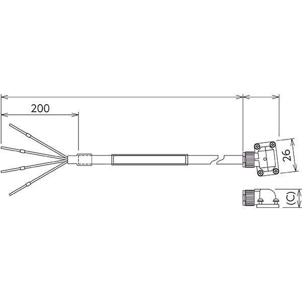 Power cable / cordset for servo mtr. direct connection - high bending endurance (long bending life) - opposite to load-s...