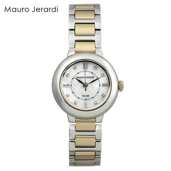 ブランド：Mauro Jerardi品番：MJ070-2仕様：ケース：オールステンレス、風防：カーブガラス（クリスタルガラス）対象：女性用本体サイズ：(約)縦33.0mm×横28.0mm×厚9.3mm文字盤：共通/白蝶貝・ジルコニア8pt文...