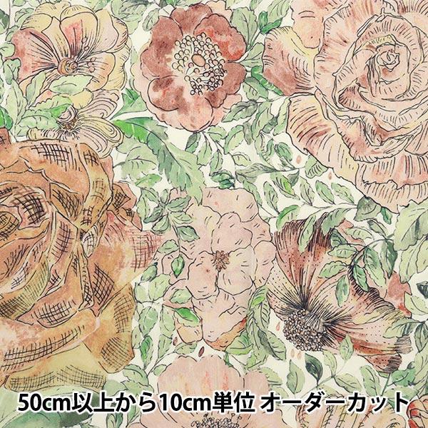ユザワヤオリジナルカラーのリバティ生地です。アーカイヴに収められていた19世紀の本の中にあった花のスプレー用の版をもとにした柄です。デビット・オースティン・ローズのバラをリピート柄に手書きし、色付けしたものです。タナローン生地は薄くて軽く、...