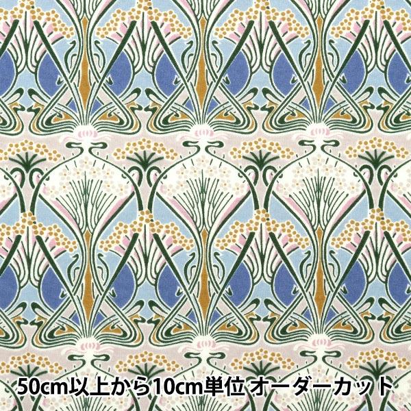 リバティ社アーカイブの中のアール・ヌーヴォー・スタイルのデザイン「アイアンシ」。タナローンに次ぐ定番素材のシングルニット(60/2天竺)横への伸縮性が大きく、薄手で軽さもある為Tシャツなどに最適です。やさしいやわらかな素材なので、ベビーウェ...