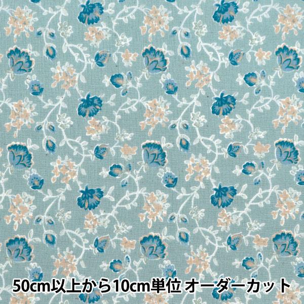 プロヴァンス調の花模様をスケア生地にプリントしたデザインです。やや薄手のスケア生地。用途により裏地をつけて、シャツやブラウス、ワンピース、スカートやパンツなどの洋服や、巾着などの雑貨、カーテンなどのインテリアなど多用途にお使い頂けます。[布...