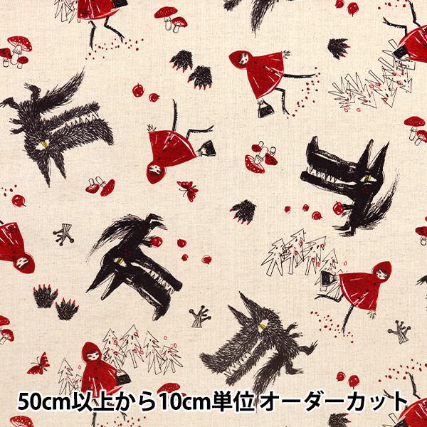 童話の世界の赤ずきん。おなじみのお話しが素敵な柄になりました。適度なハリと厚みのある丈夫な綿麻キャンバス生地です。エプロンやクッションカバー、トートバッグなど、雑貨&amp;インテリア周りの様々な作品作りにおすすめです。※綿麻キャンバス生地...