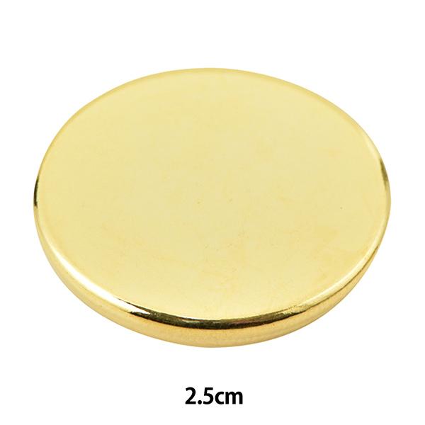 ツヤ感のあるシンプルなメタルボタンです。衣類にはもちろん小物類にもおすすめです。[ゴールド 金 釦 ぼたん]◆材質:真鍮◆サイズ:2.5cm