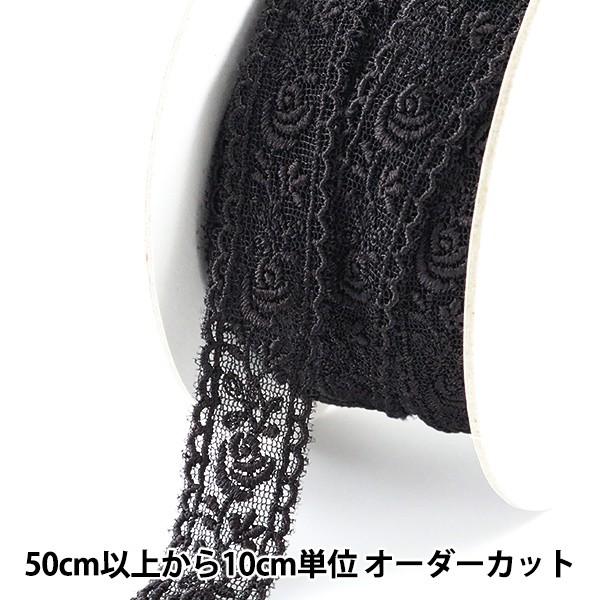 透け感のある上品なレースです。レーヨンを表糸に使用している為、光沢感があります。衣装の装飾やウェディング用品・ブライダル用品などに使って華やかな印象に。[ブラック フラワー 花 バラ 薔薇]◆日本製◆品質生地:ナイロン100%表糸:レーヨン...