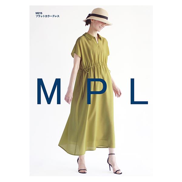 フラットカラーでスキッパータイプのプルオーバードレス。広い身幅&amp;ハイウエストの切り替えに共紐を通すので、絞り具合をお好みに調節できます。フレンチスリーブ、前開きホック仕様。[MSUN1200 Mパターン研究所 MPL サンプランニン...