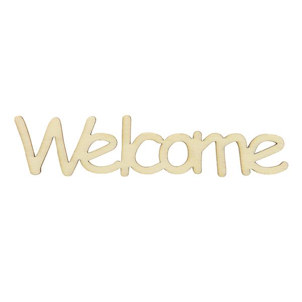 トールペイント用の白木です。土台につけたり、ペイントや飾りなどを付けて、お使い下さい。玄関や入口、受付などに使いやすい「Welcome」のカット文字です。[クラフト プレート ポップ体]◆サイズ(約):2.8cm×12.8cm◆厚み(約):...