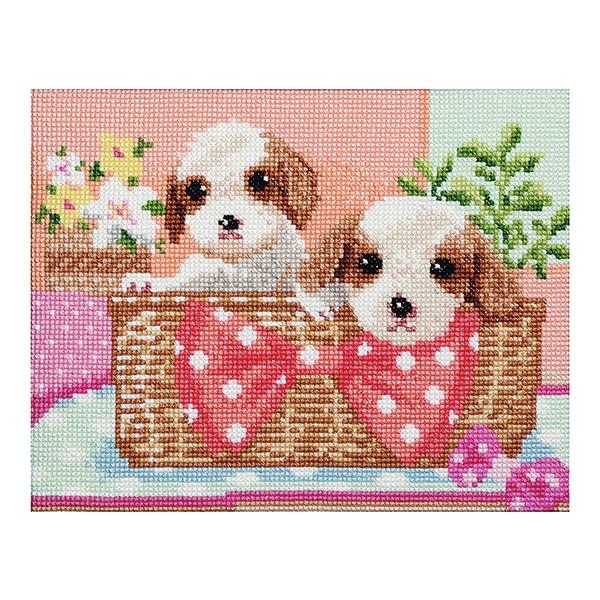 ルシアン 刺繍キット『Ｄｏｇ＆Ｆｌｏｗｅｒ キャバリア』初めてでも安心のカラー解説付き！ししゅう 刺しゅう 刺繍愛らしい子犬たちと花の情景をクロスステッチで描いたシリーズ。リビングや玄関に飾って、キュートなインテリアとして楽しめます。刺しゅ...
