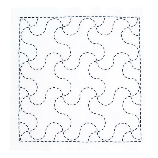 刺しゅうキット 『刺し子花ふきん 千鳥つなぎ 268』 Olympus オリムパス水で洗うと消える図案プリント済み!伝統手芸を簡単本格的に楽しめるキットです。 [手芸 手作り ハンドメイド さしこ]◆パック内容:晒木綿(白)、作り方説明書、...