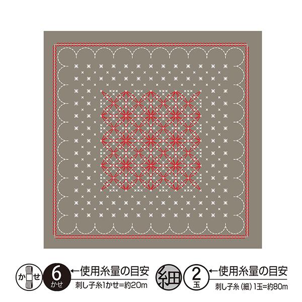 洋風な模様の花ふきんです。図案は水で消えるインクで印刷されています。別売りのお好きな色の糸を選んでいただき、オリジナルの花ふきんを作成できます。[刺し子布 刺しゅう布 さしこ 刺し子 オリムパス]◆出来上がり寸法:約 縦33cm×横33cm...