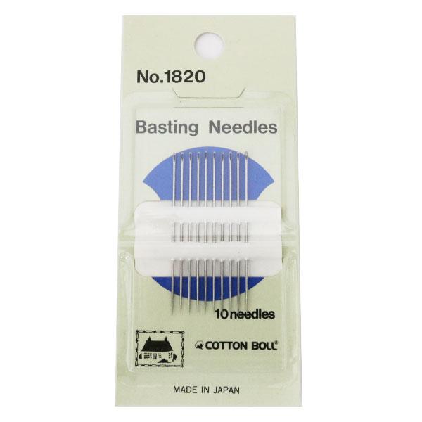 手縫い針 『Basting Needles 10本入り No.1820 430156』 金亀糸業パッチワークに適しています。三層になっているキルトのしつけも、この長さあればさくさく進みます。針穴は太く、しつけ糸が楽に通る太さです。[キルト ...