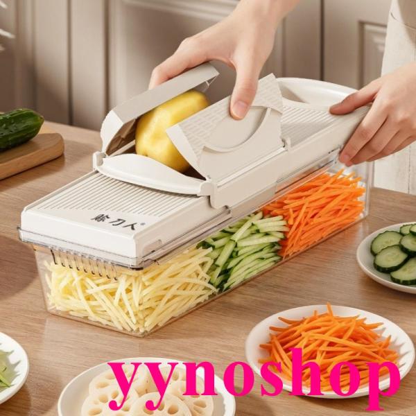 野菜スライサー 多機能 交換刃式 千切り スライサー 安全ホルダー付 時短 収納式 304ステンレス刃 多機能ガーリックプレス＆野菜スライサー 千切りや超薄切りができる野菜カッター シュレッダー チョッパーとして多用途に活躍 幅広ハンドガー...