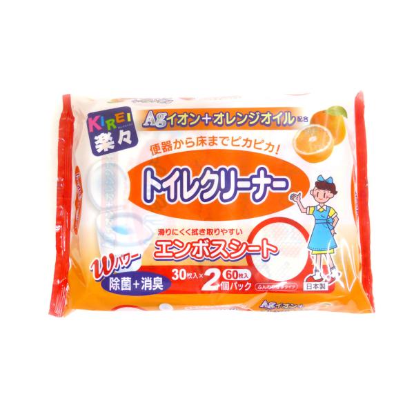 銀イオンと天然オレンジオイル配合で 強力ダブル除菌パワー＋消臭。エンボスシート加工でボリュームアップ。シートサイズ：約１６０mm×２５０mm