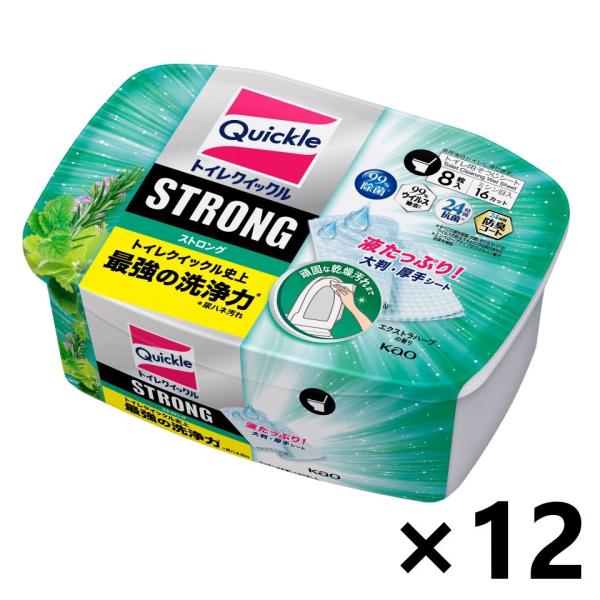 液たっぷり大判・厚手シートでトイレすっきり！トイレクイックル史上　最強の洗浄力*！液量たっぷりだから、頑固な乾燥汚れも一気にラク落ち！大判・厚手シートシートでトイレまるごとこれ１枚ですっきり。エクストラハーブの香りで、心地よいトイレ空間続く...
