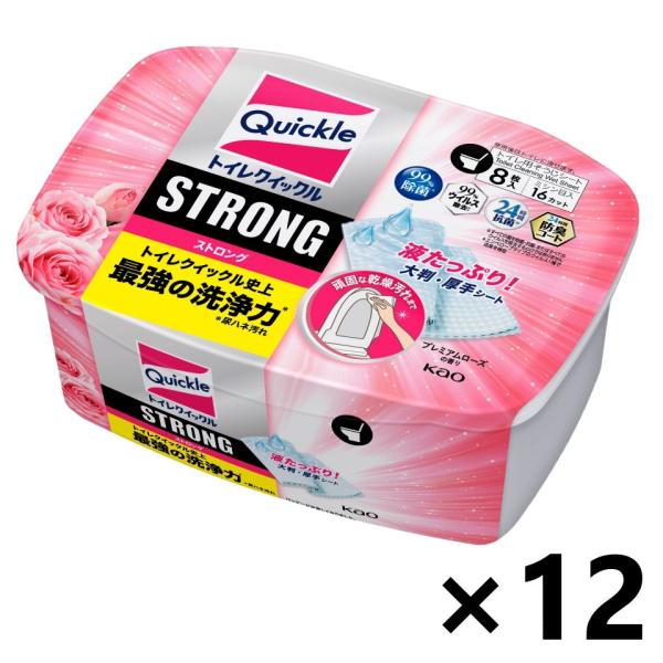 液たっぷり大判・厚手シートでトイレすっきり！トイレクイックル史上　最強の洗浄力※！液量たっぷりだから、頑固な乾燥汚れも一気にラク落ち！大判・厚手シートでトイレまるごとこれ１枚ですっきり。プレミアムローズの香りで、心地よいトイレ空間続く。便器...