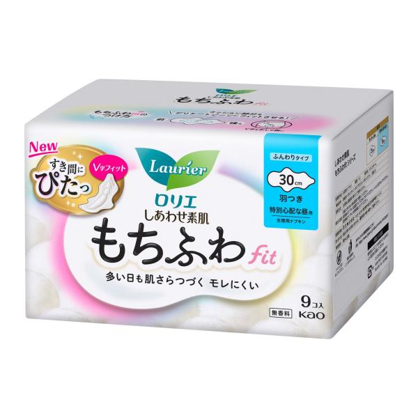 新感覚！もちふわクッションとＶ字フィットがすき間にぴたっ　もちふわｆｉｔ　多い日でも肌さらつづく、モレにくい！●もちふわクッションがからだにフィット。肌にふわわんとしたつけ心地●瞬間吸収で、ドッと出てもベタつきにくい●Ｖ字フィットで、おしり...