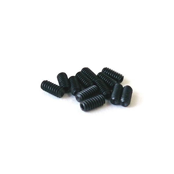 Fender USAなどに適合するインチ規格サドル用弦高調整イモネジ素材は鉄(はがね)直径#4-40UNC(約2.8mm)、長さは1/4インチ(約6.35mm)、12本入り