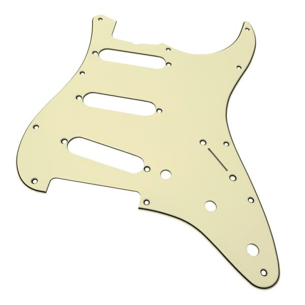 62年式11穴タイプ、ミントアイボリー3PLY、インチ規格、国内生産品現行USA 60's Pickguardsを元に製作□主な適合モデル現行Fender USAおよびMexico製ST60'sタイプなど