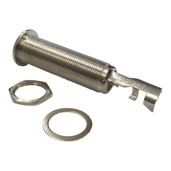 スイッチクラフト製シリンダータイプのステレオフォーンジャック。 Switchcraft Stereo Cylinder Jack #152B(端子部を除く)ニッケルメッキブラス製Made in U.S.A.ボルト部分のミリ換算サイズ直径11...